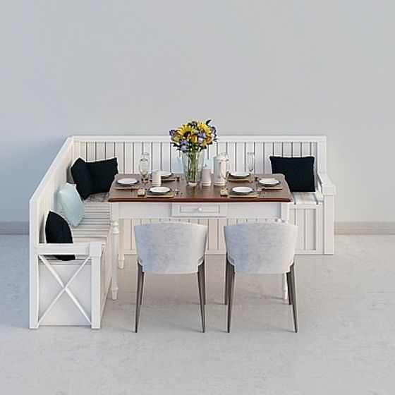 Corner Banquette Dining Set 3D model