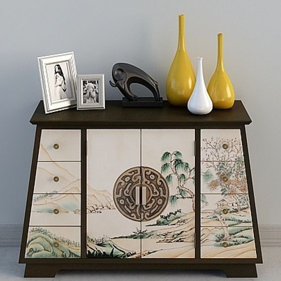 Stylish Chinese Storage Cabinet 3D model for Modern Interiors