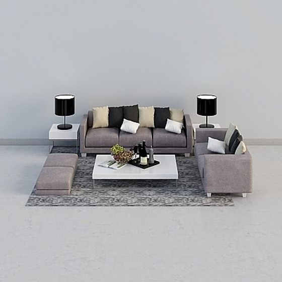 Sleek Modular Living Room Set 3D model