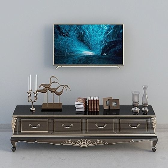 Stylish Low-Polygon TV Cabinet 3D model