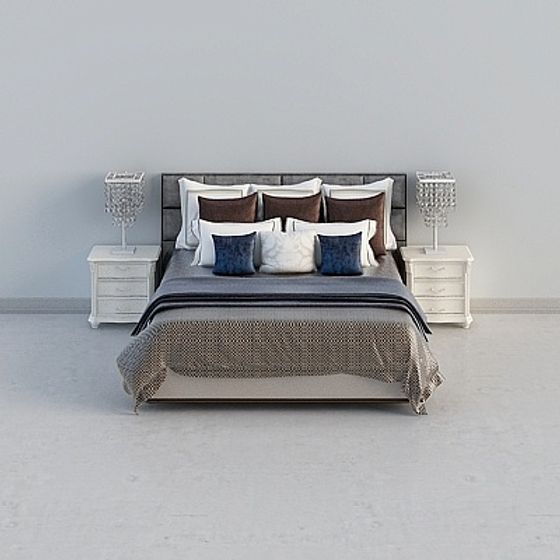 Modern Minimalist Bed 3D model for Bedroom