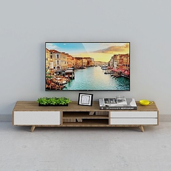 Contemporary Low-Polygon TV Stand 3D model for Stylish Homes