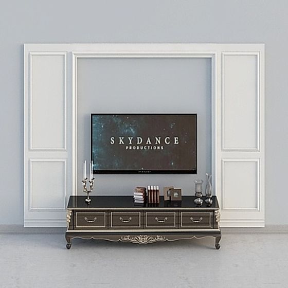 Elegant TV Wall Unit 3D model