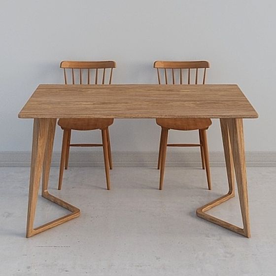 Urban Dining Table and Chairs Set 3D model for Modern Spaces