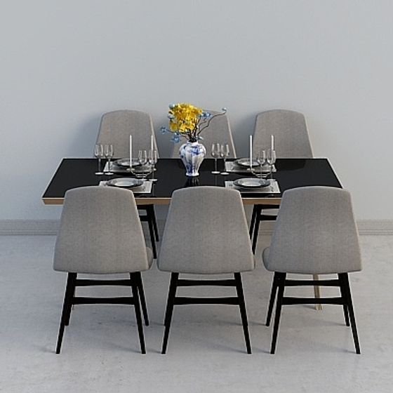 Urban Dining Table 3D model for Modern Spaces