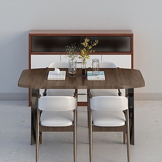 Urban Living Room Dining Table 3D Model – Modern Classic Design
