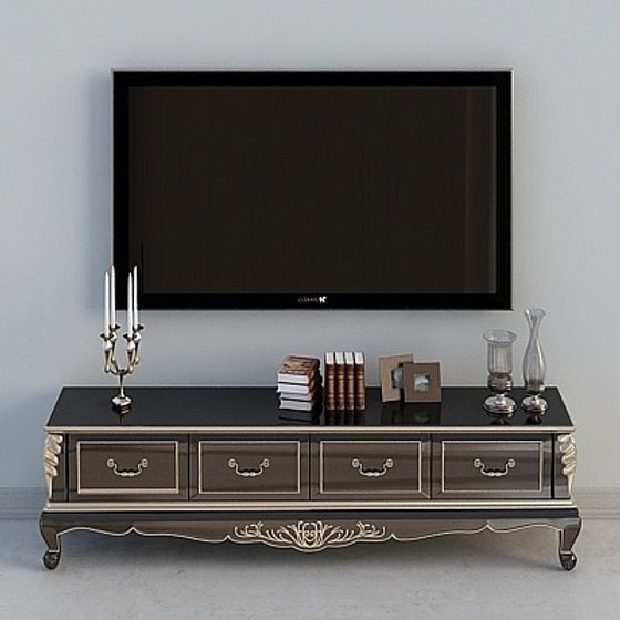 Elegant Low-Polygon TV Stand 3D model for Modern Living Rooms