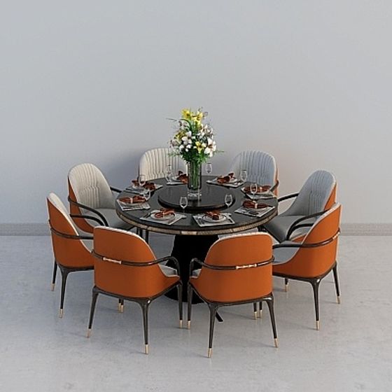 Elegant Round Table Living Room 3D model