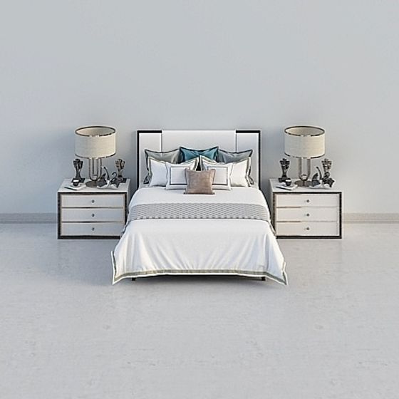 Urban Bedroom Low-Polygon 3D Model