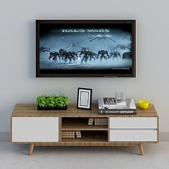 Modern Sleek TV Stand 3D Model – Minimalist Wood Design