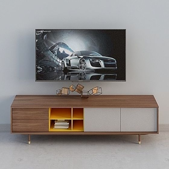 Stylish Minimalist TV Cabinet 3D model for Modern Interiors