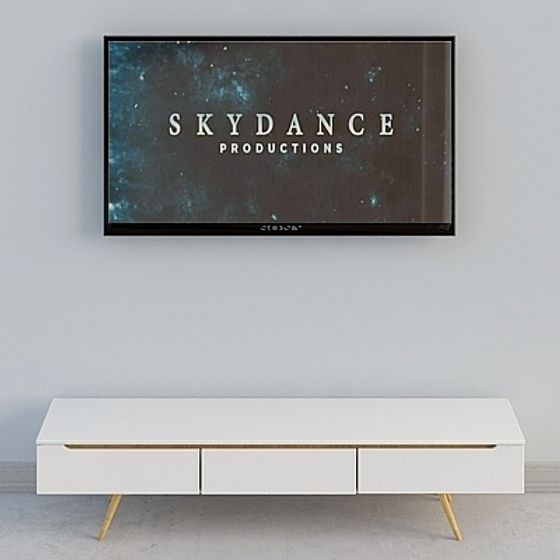 Sleek Minimalist TV Stand 3D Model – White and Gold