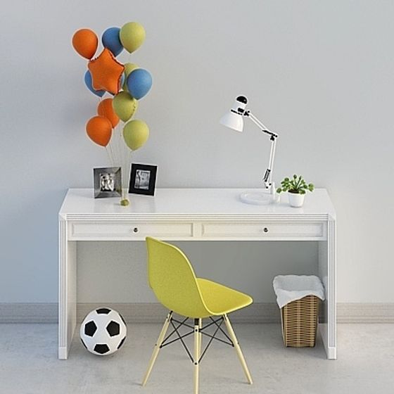 Playful Desk with Balloons 3D Model