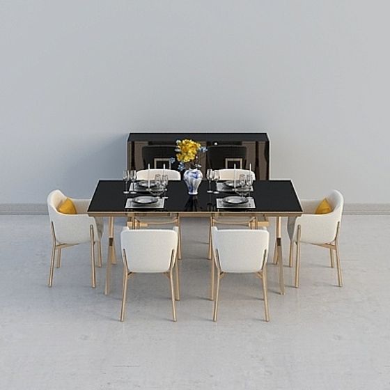 Minimalist Dining Set 3D model