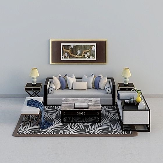 Stylish Low Poly Sofa Set 3D model for Modern Interiors