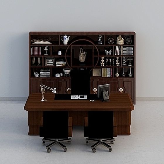 Stylish Low-Poly Office Desk 3D model