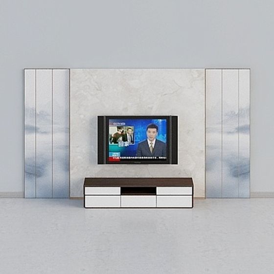 Marble TV Wall Unit 3D Model – Modern Marble Design