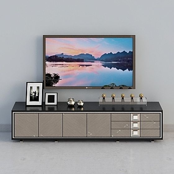 Elegant Low-Poly High-Detail TV Stand 3D model