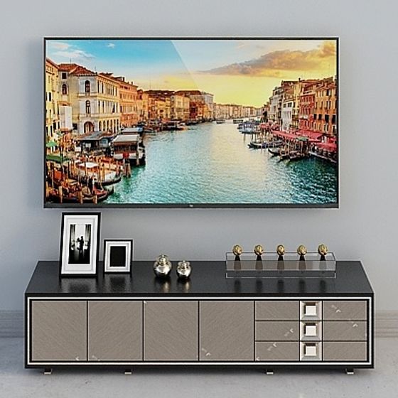 Stylish Low-Polygon TV Cabinet 3D model