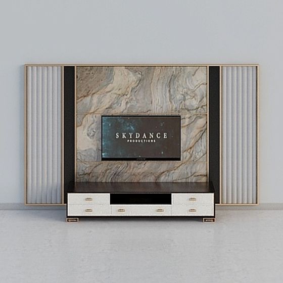Elegant Marble TV Console 3D model