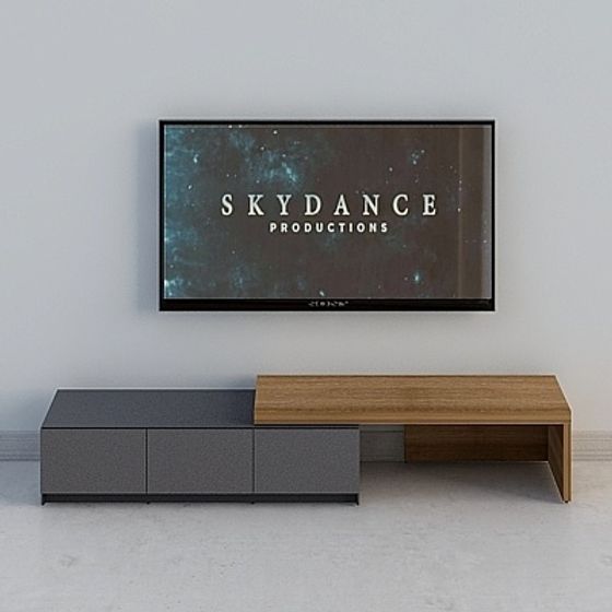 Sleek Modern TV Stand 3D Model – Minimalist Wood & Metal