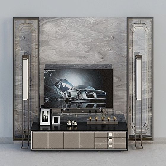 Elegant Marble TV Console 3D model