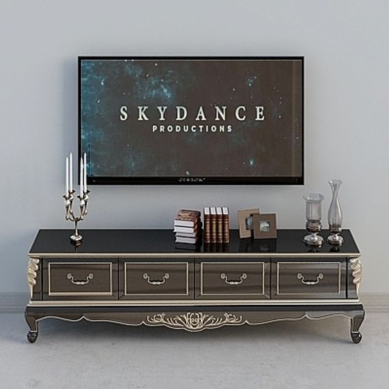 Elegant Low-Polygon TV Cabinet 3D model