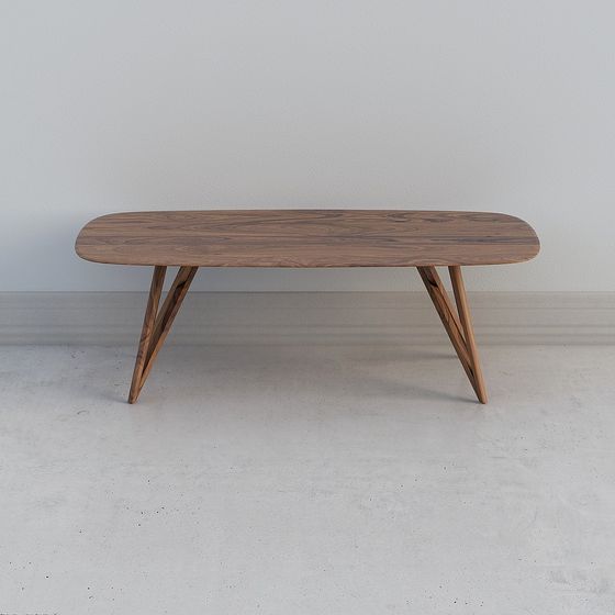 Streamlined Wooden Coffee Table 3D Model – Minimalist Design