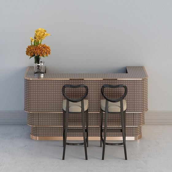 Chic Low-Poly Bar Counter 3D model for Modern Spaces