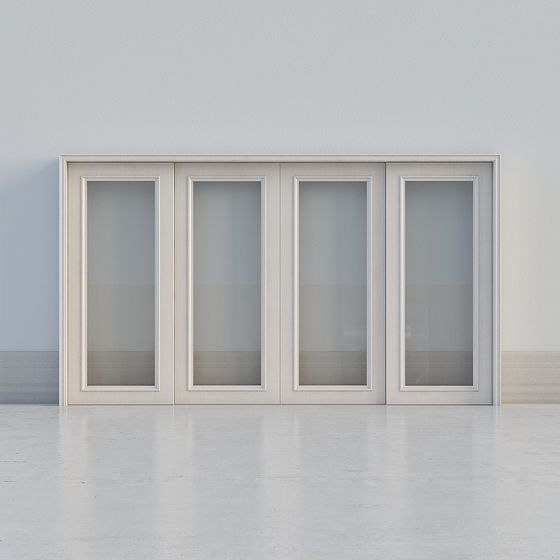 Modern Glass Sliding Door 3D Model – Low-Poly Design