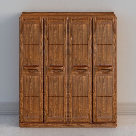 Stylish Low-Poly Wardrobe 3D Model – Wood Texture