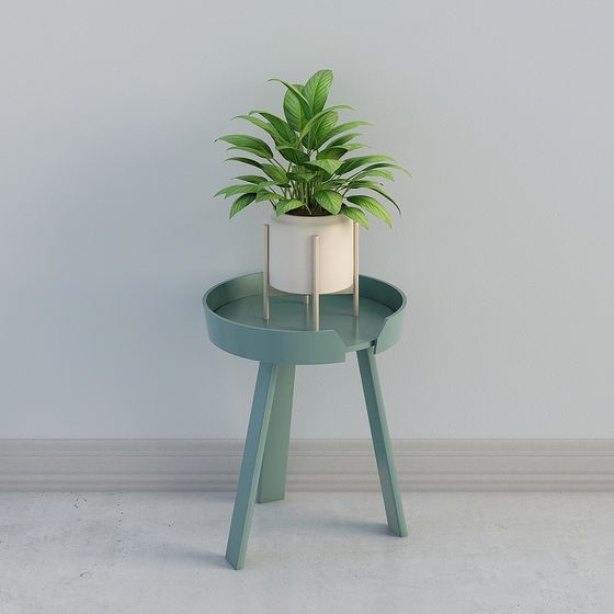 Green Plant Side Table 3D Model – Nordic Minimalist Style