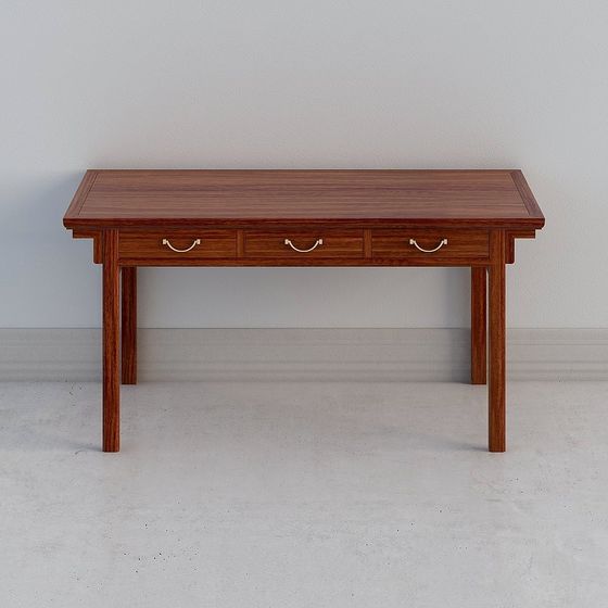 Elegant Retro Office Desk 3D model