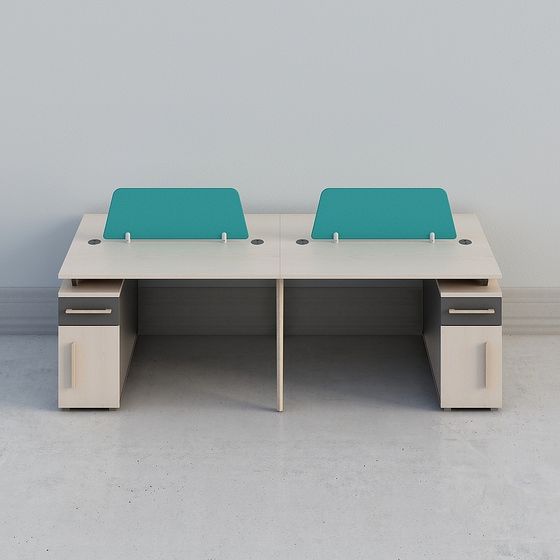 Sleek Double Office Desk 3D model for Creative Spaces