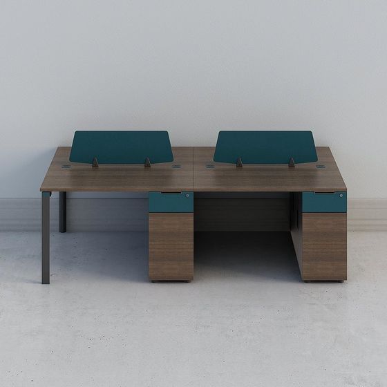 Elegant Dual Workstation 3D model for Modern Office Spaces