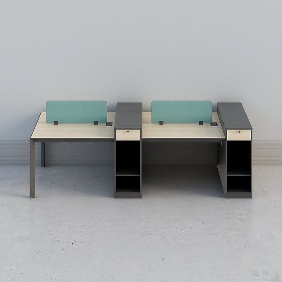Modern Dual Workdesk 3D model for Office Spaces