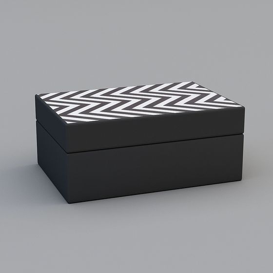 Elegant Low-Poly Storage Box 3D Model – Matte Black Design