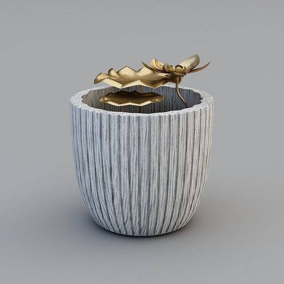 Low-Poly Bamboo Shadow Vase 3D model