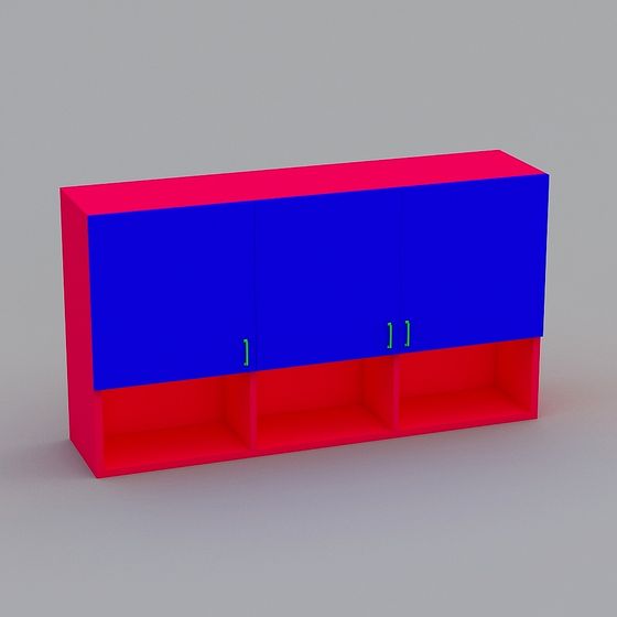 Vibrant Low-Poly Storage Cabinet 3D model