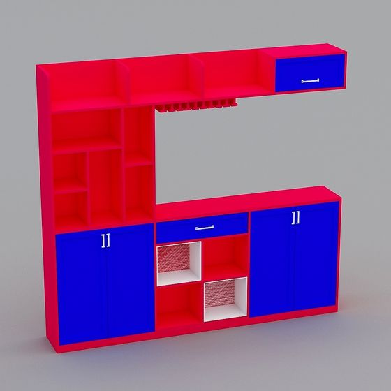 Colorful Modular Shelving Unit 3D model