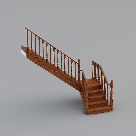 Elegant Low-Polygon Staircase 3D Model – Realistic Wood Texture