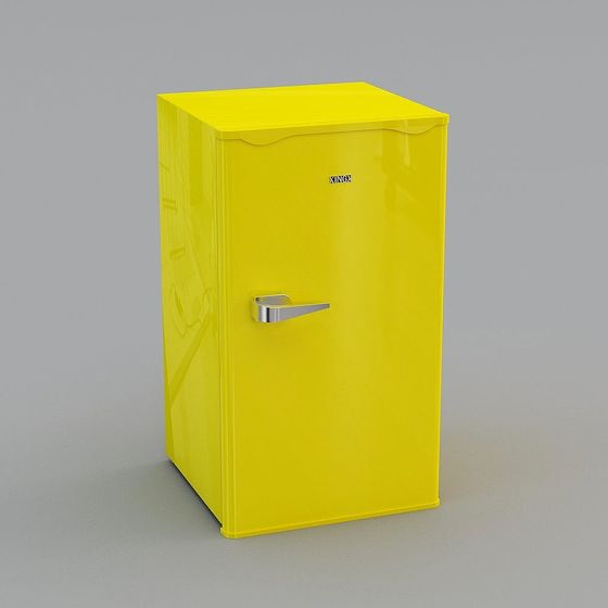 Vintage Yellow Refrigerator 3D model