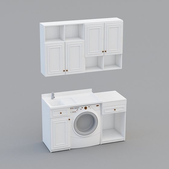 Elegant Low-Poly Laundry Room 3D model