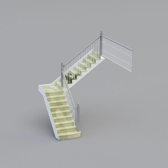 Elegant Green and Beige Gradient Staircase 3D model