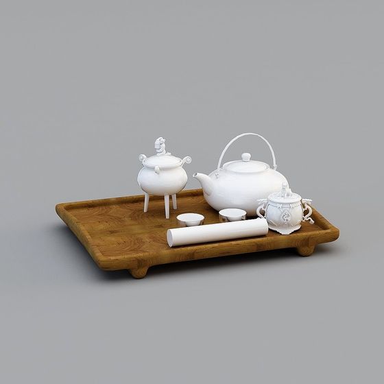 Elegant Tea Set 3D Model for Tranquil Spaces