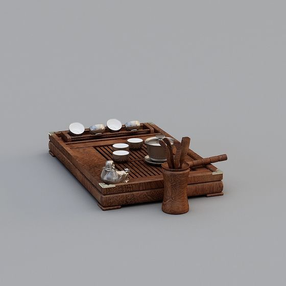 Traditional Tea Set 3D model for Elegant Spaces