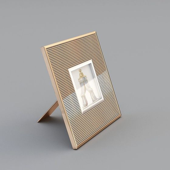 Elegant Low-Poly Grid Frame 3D Model – Gold & Black Design