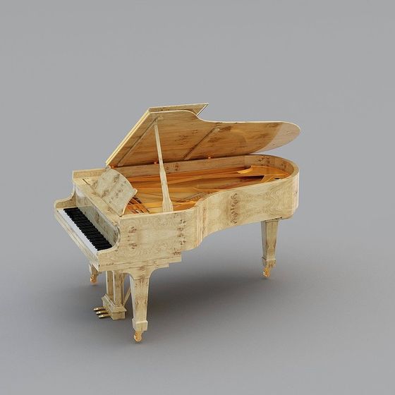 Elegant Low-Polygon Piano 3D Model – Detailed Wood Texture