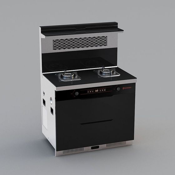 Stylish Integrated Stove 3D model for Modern Kitchens