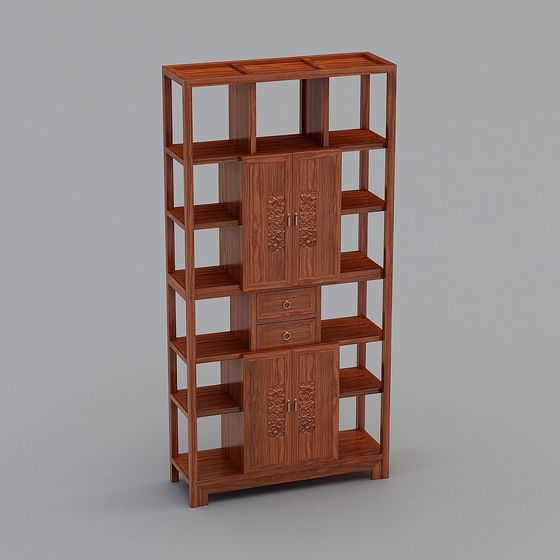 Elegant Chinese Bookshelf 3D model